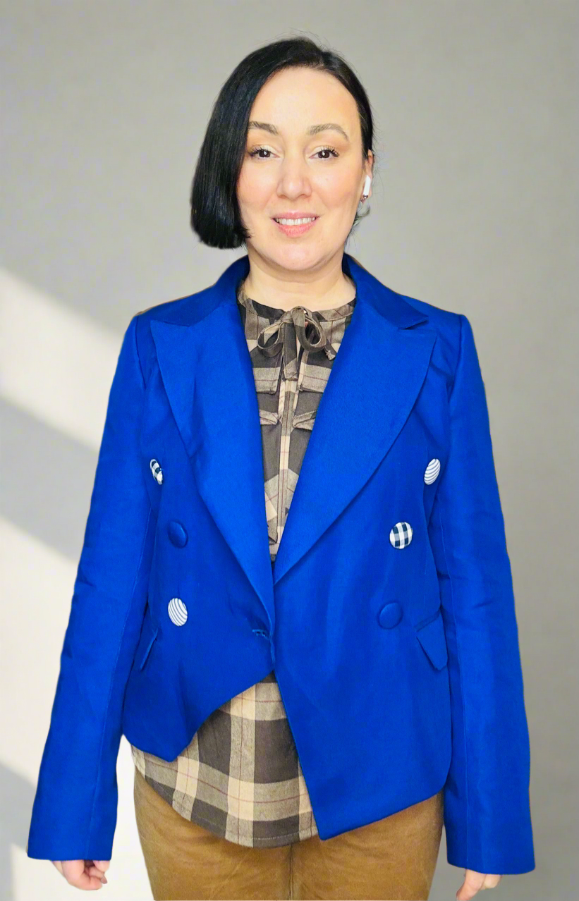 1- Blue asymmetrical jacket -limited edition of 9 – natalija rushidi
