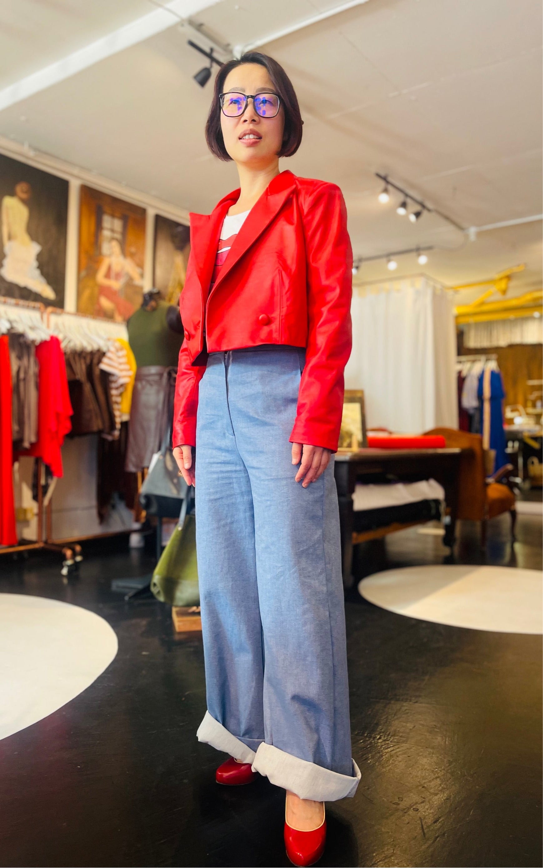 Bob cropped blazer in red leather – natalija rushidi
